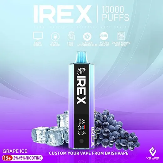 IREX 10000 PUFF Disposable Vape with a smart digital screen